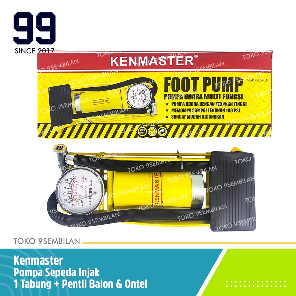 Jual Kenmaster Pompa Injak 1 Tabung Pentil Bola & Ontel 100Psi Sepeda ...