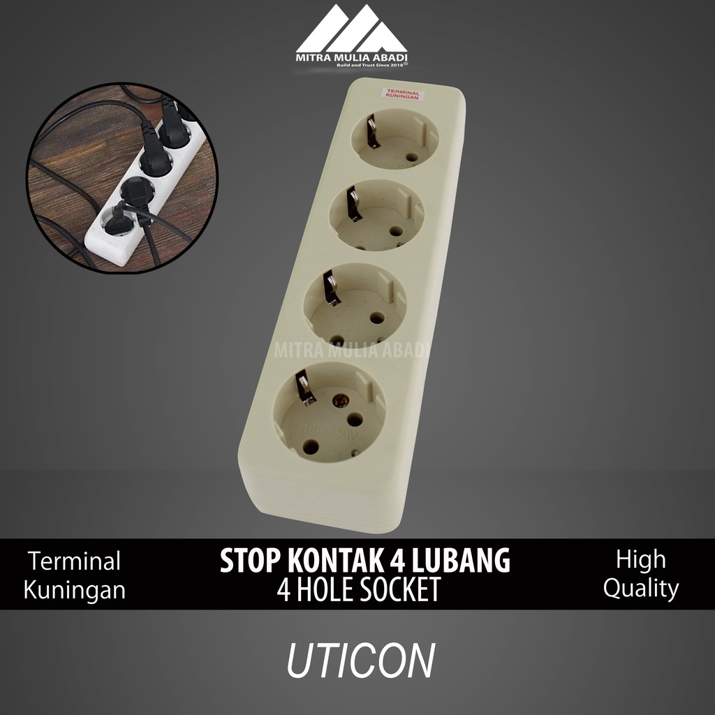 Jual Terminal Kuningan Stop Kontak 4 Lubang Tanpa Kabel | UTICON | Shopee Indonesia