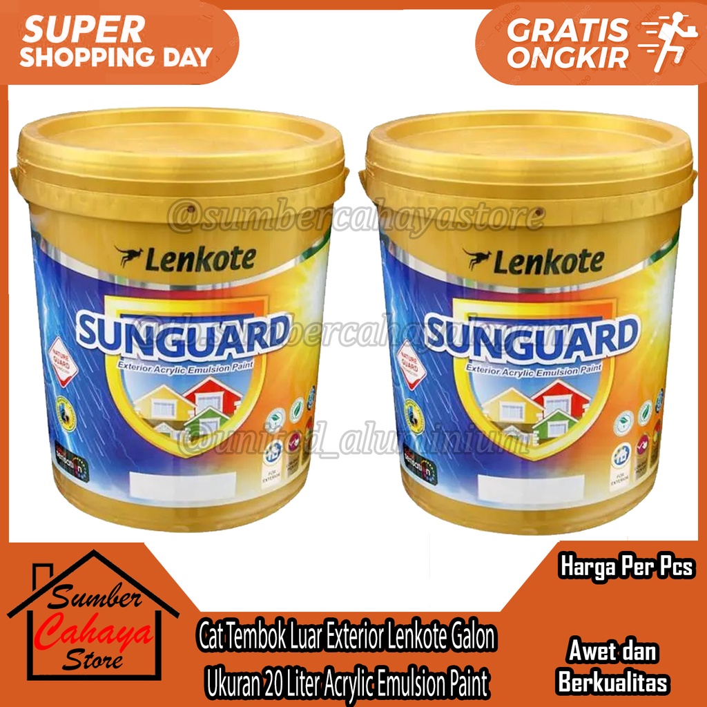 Jual Cat Tembok Luar Exterior Lenkote Galon Ukuran 20 Liter Acrylic ...