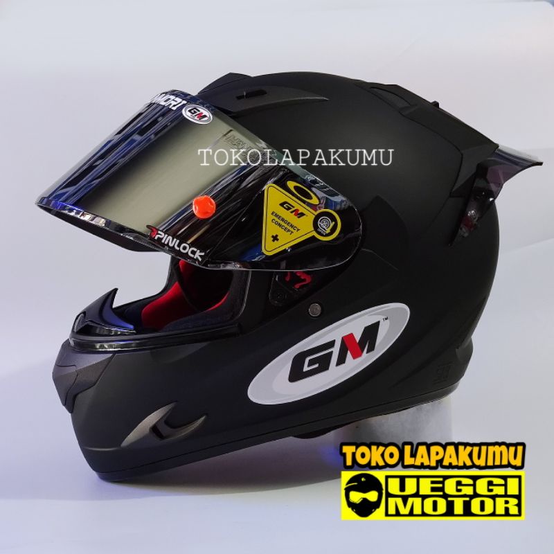 Jual Helm Gm Full Face Paket Ganteng Black doff | Shopee Indonesia