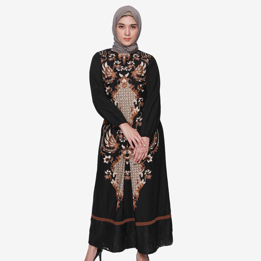 Jual Batik Semar Rahaya Dress Moeslem Lar Sukma Grey | Shopee Indonesia