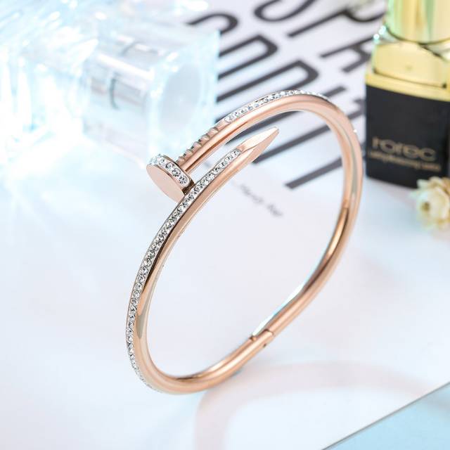 Jual GC1 Gelang Titanium Model Paku dengan diamond Premium Anti Karat ...