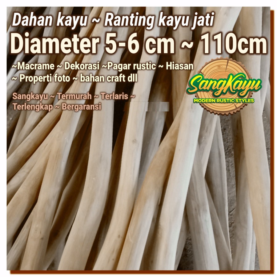 Jual SangKayu Dahan Kayu Jati Teak Wood Branch 5-6x110 cm Bahan Craft ...