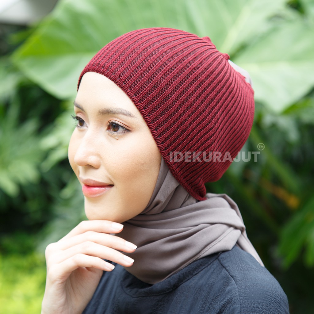 Jual Idekurajut - Ciput Rajut Bandana 3-Ply / Pattern Salur 1-Tone ...