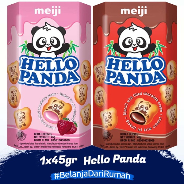 Jual Hello Panda Meiji Biskuit Isi Krim Wafer Snack 45g 45 gram ...