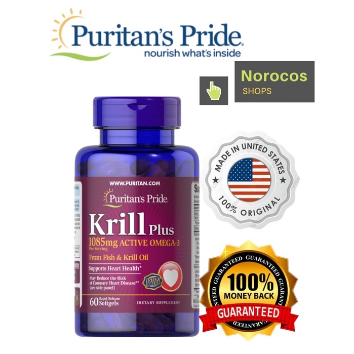 Jual Puritan Pride Krill Plus 1085mg Active Omega3 - 60 Softgel | Shopee Indonesia