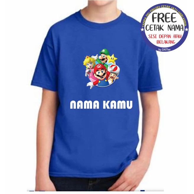 Jual Kaos Anak SUPER MARIO BROS Free Cetak Nama / Tulisan Banyak ...
