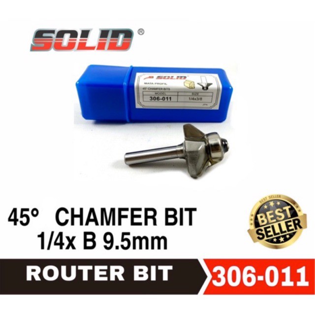 Jual Mata Profil/Router/Trimmer Chamfer Bits 45° AS 1/4" & 1/2" Solid ...