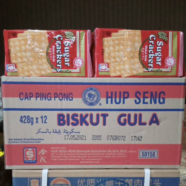 Jual 1 Dus Hup Seng Sugar Crackers/Biskuit Gula 428gr x 12pc | Shopee ...