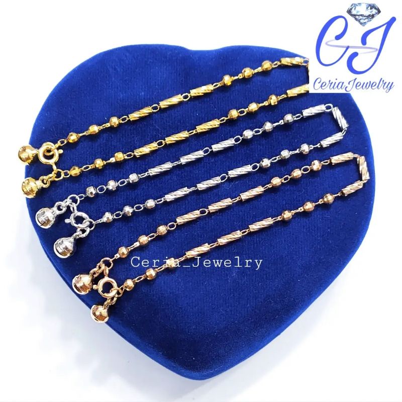 Jual Gelang Perak Asli Silver 925 Lapis Emas Model Bambu Ukir ...