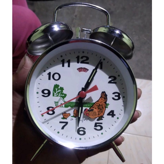 Jual Jam weker - Jam alarm putaran, putar kepala ayam engkol | Shopee ...