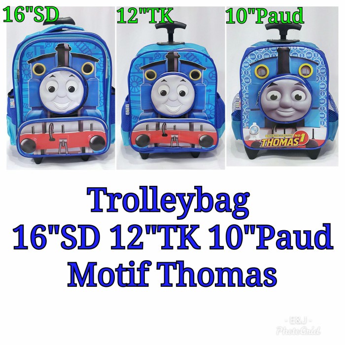 Jual ANAK-KOPER-TAS- TAS TROLI MOTIF THOMAS KANTONG KEPALA UNTUK SD TK ...