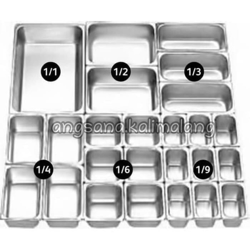 Jual Gastronom Food Pan Stainless Steel 1/4 + cover tutup RRT Merk Kitchen Lux | Shopee Indonesia