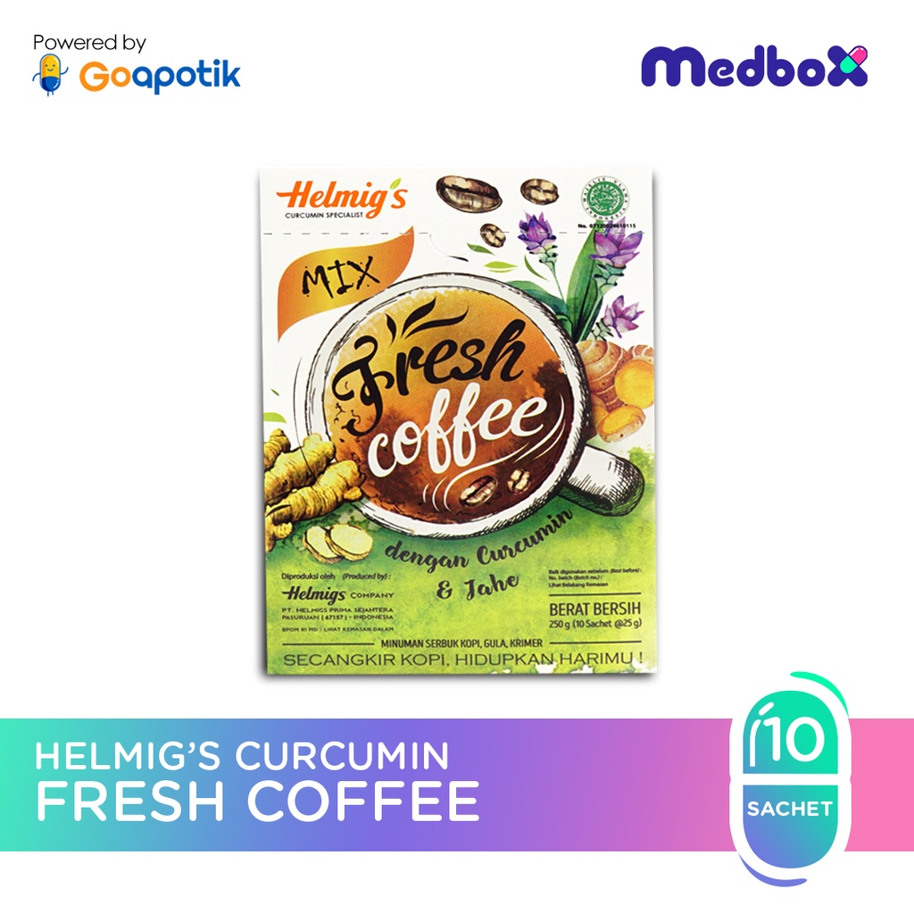 Jual Helmigs Curcumin Fresh Coffee Isi 10 Sachet ( Sugar / Sugar Free ...