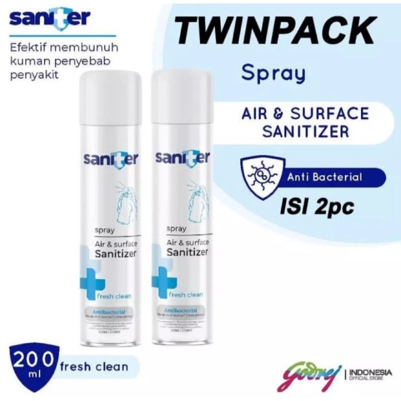 Jual Saniter Spray 200ml Air Surface Sanitizer Anti Bacterial Kemenkes ...