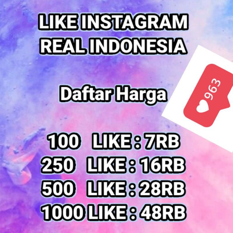 Jual LAYANAN LIKES IG INDO TERMURAH!! LIKE INSTAGRAM REAL AKTIF ...