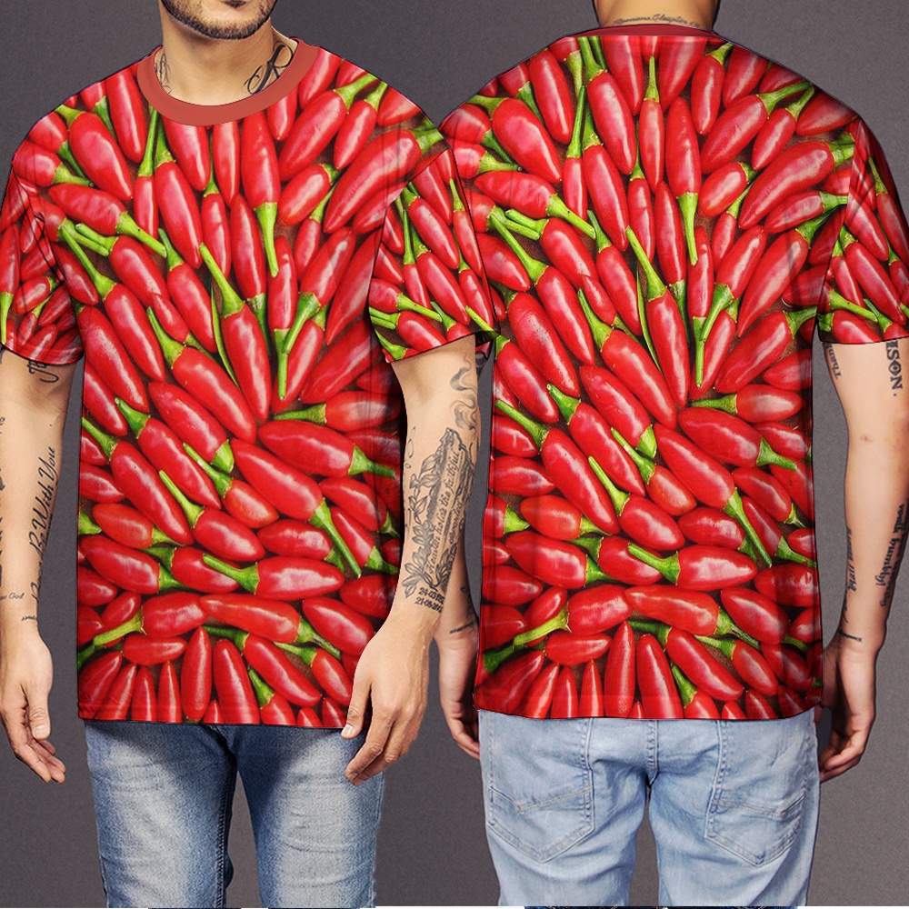 Jual Baju kaos pria & wanita cengek merah merona fullprinting custom ...