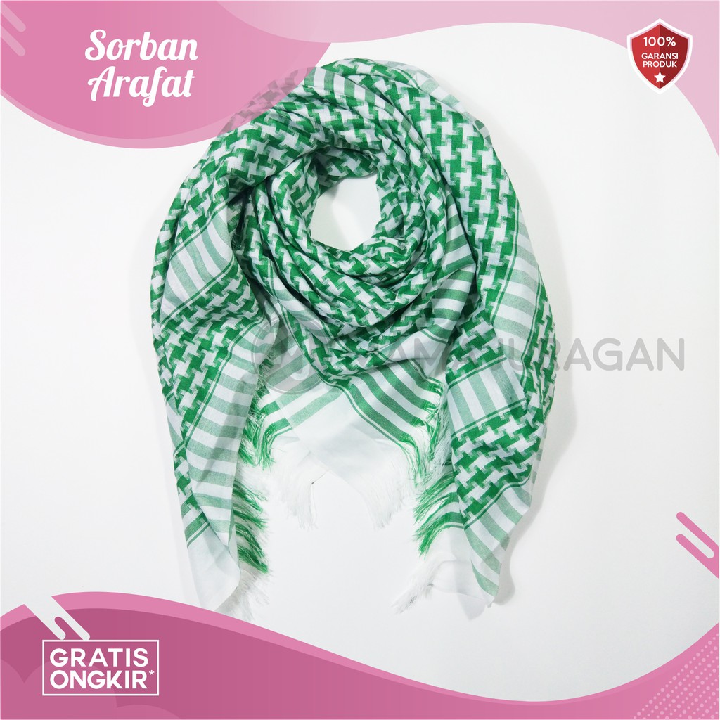 Jual Sorban Arafat Motif Arab Shemagh Almas Spesial Hijau Putih | Shopee Indonesia