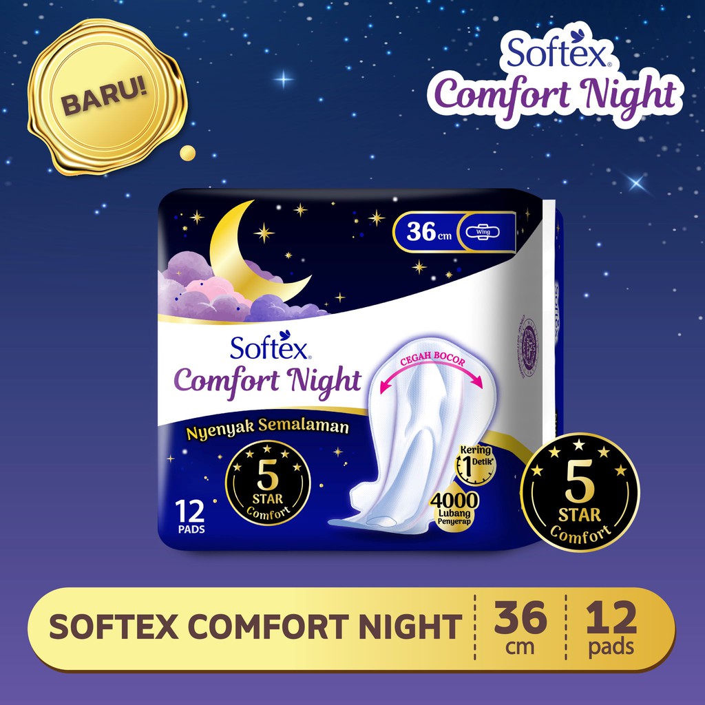 Jual Softex Comfort Night 36cm 12s - Spesial Bulan Ungu | Shopee Indonesia