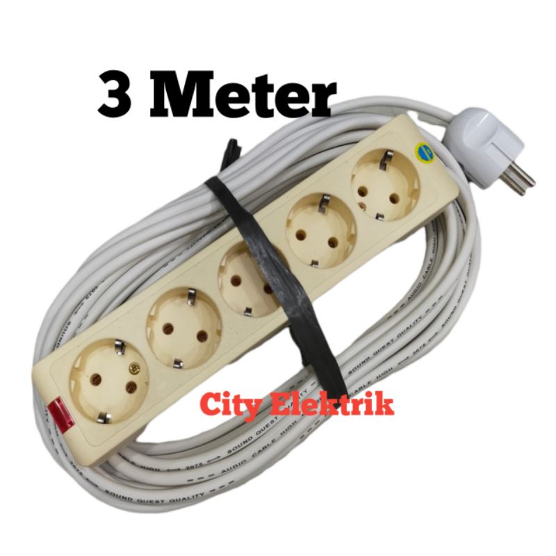 Jual Stop Jadi Rakitan Kabel 3M, 5M, 8M, 10M + Terminal Kuningan 5 Lubang + Steker Arde Bulat ...