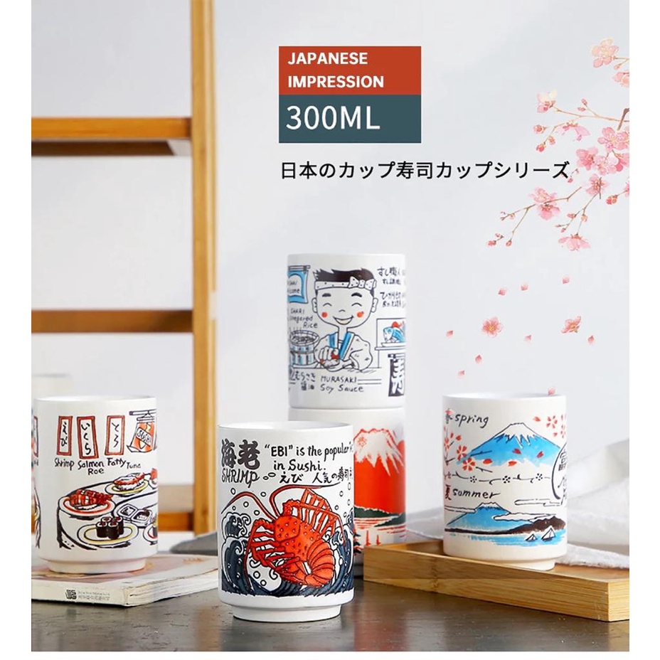 Jual japanese sushi ceramic coffee tea cup 300ml / cangkir gelas kopi ...
