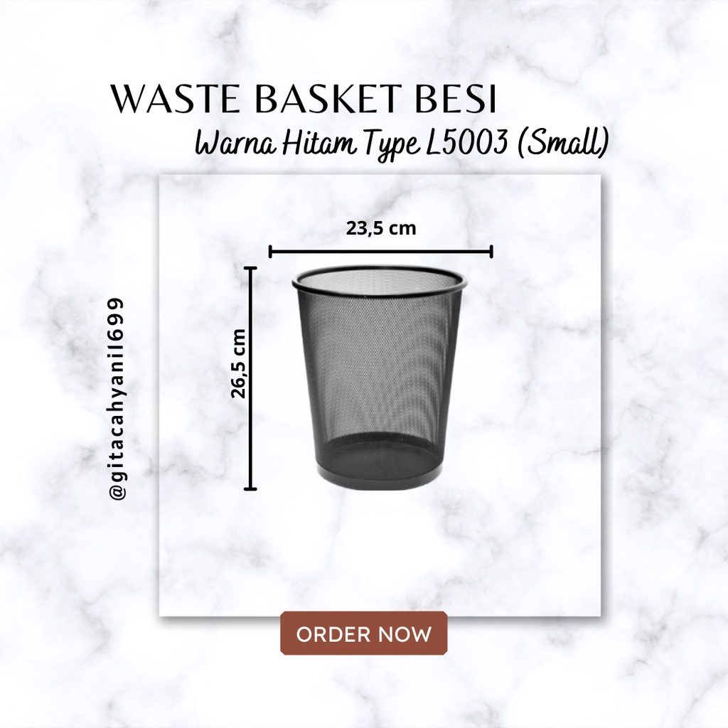 Jual WASTE BASKET / TEMPAT SAMPAH BESI SMALL / KECIL (L5003) HITAM ...