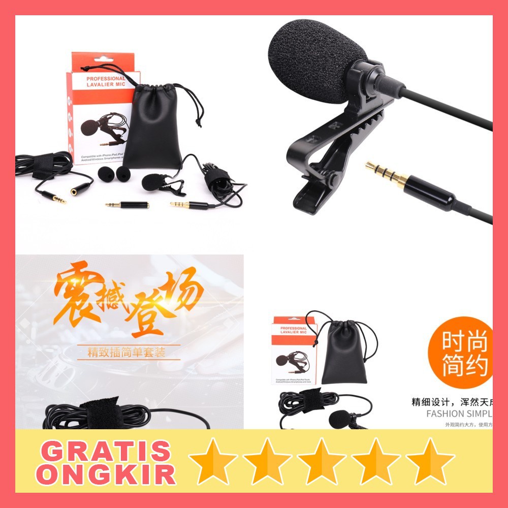 Jual Mikrofon Mic Professional Lavalier Mik Microphone Clip Portable 3 ...