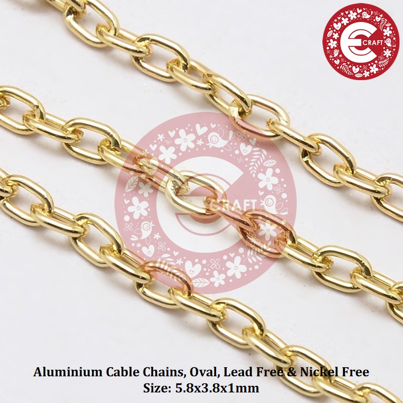 Jual RANTAI ALUMINIUM OVAL 5.8X3.8X1MM WARNA TIDAK LUNTUR HARGA 1 METER ...