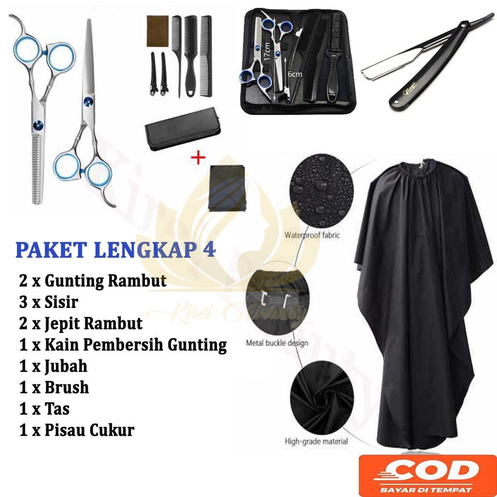 Jual [COD] Paket Alat Cukur Gunting Rambut Gunting Sasak Set Potong Rambut Lengkap Salon ...