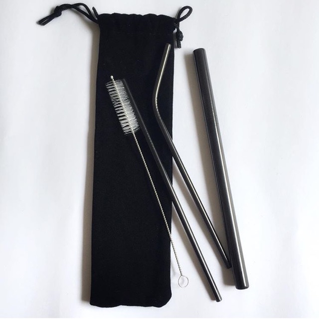 Jual BUNDLE SET STAINLESS STEEL STRAW WARNA HITAM - PAKET HEMAT SEDOTAN ...