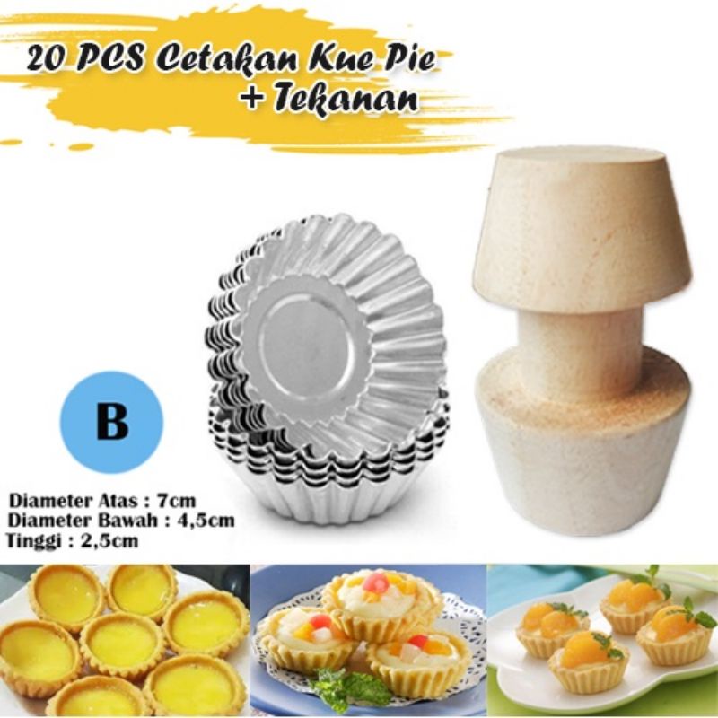 Jual 1 set cetakan kue sus pie pai 20 pcs dan tekanan pie pai puncher 1 ...