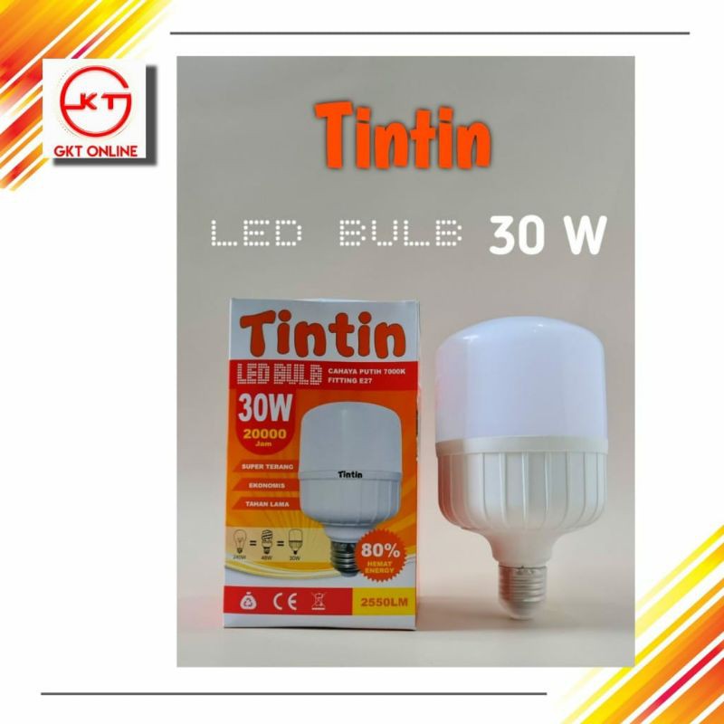 Jual Lampu LED Bulb 30 Watt TinTin Bohlam Tabung Cool Daylight Cahaya Putih | Shopee Indonesia