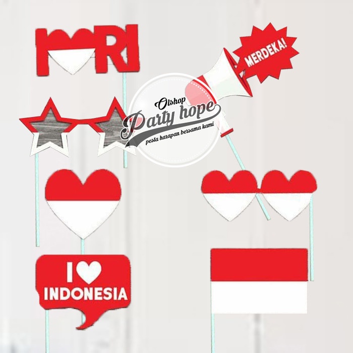 Jual photo booth 17 agustus / fun props dirgahayu ri / aksesoris narsis ...