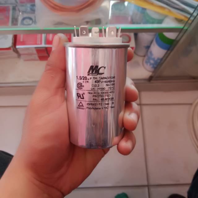 Jual KAPASITOR MC 20+1.5 Mikro / 20+2 uF Kaki 3 capasitor | Shopee Indonesia