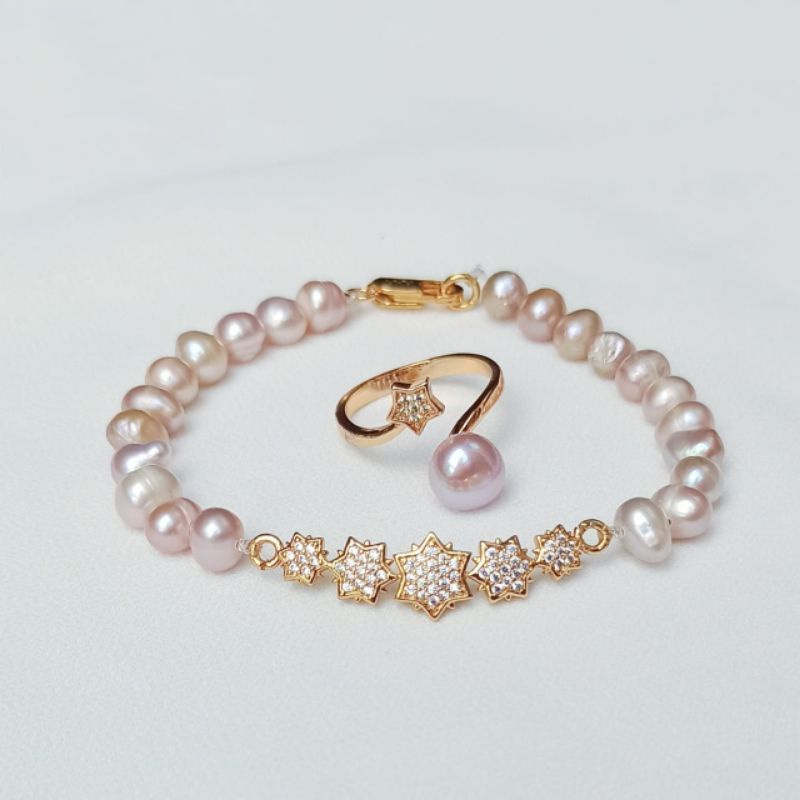 Jual [Lengkap dengan sertifikat dan box] Set gelang dan cincin mutiara ...