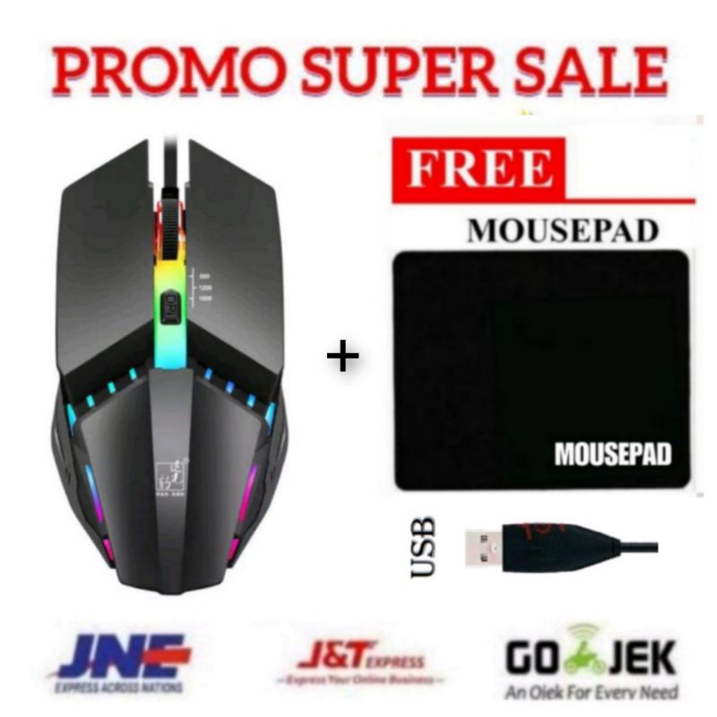 Jual MOUSE GAMING X3 LED RGB OPTICAL USB FREE MOUSEPAD LOGII | Shopee ...