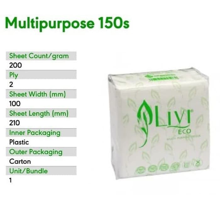 Jual Hello - 1 PC Tissue Livi / Tisu Meja Makan Eco 150s / Sheet ...