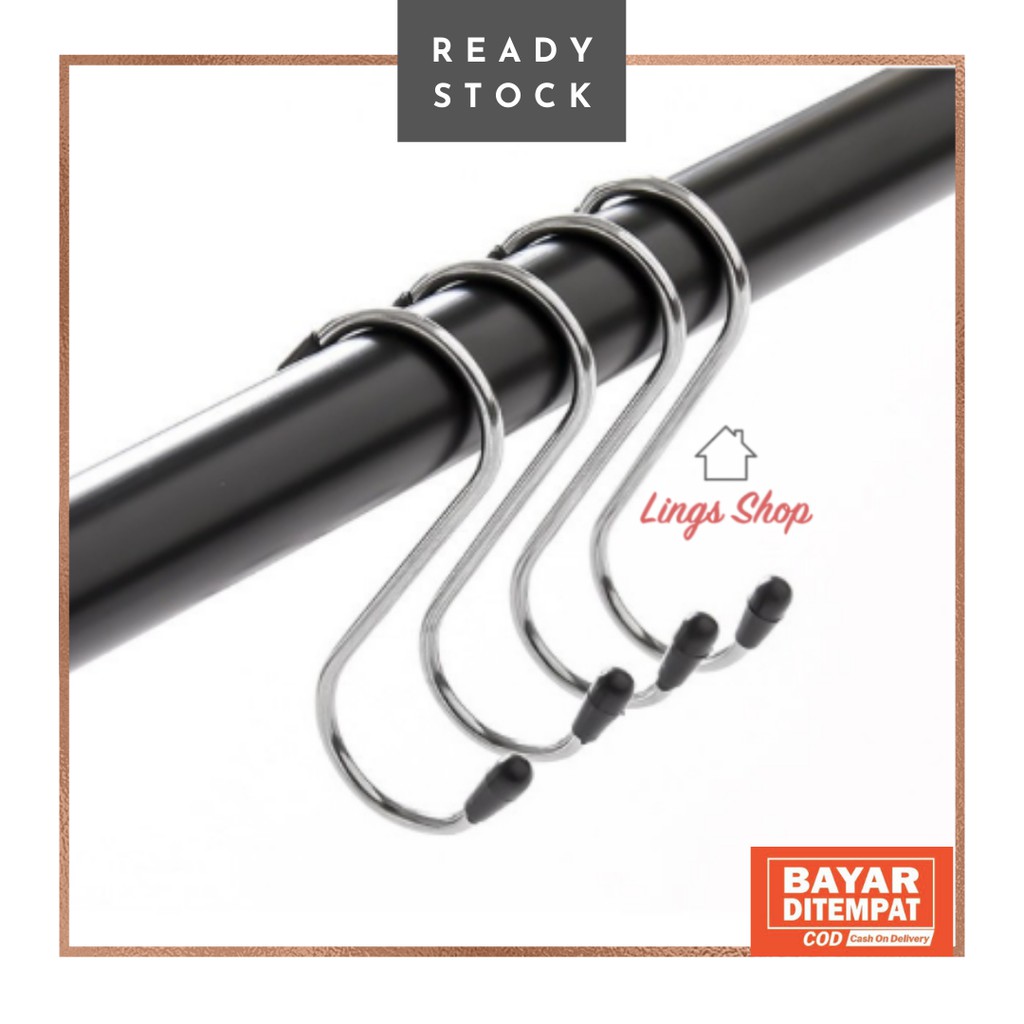 Jual Gantungan Besi Hook bentuk S/ Gantungan Besi isi 4pcs | Shopee ...