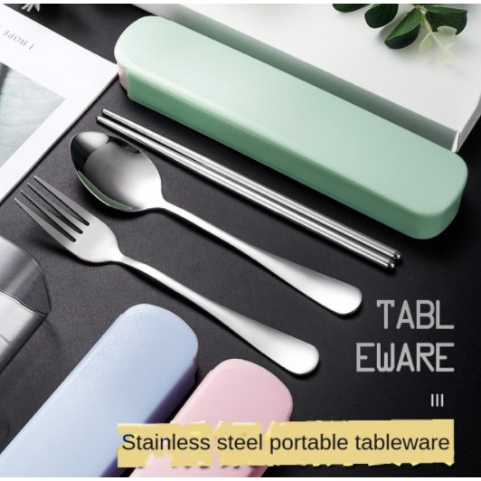 Jual Sendok Set Stainless Steel 4 in 1 / Portable Travel Cutlery Set ...