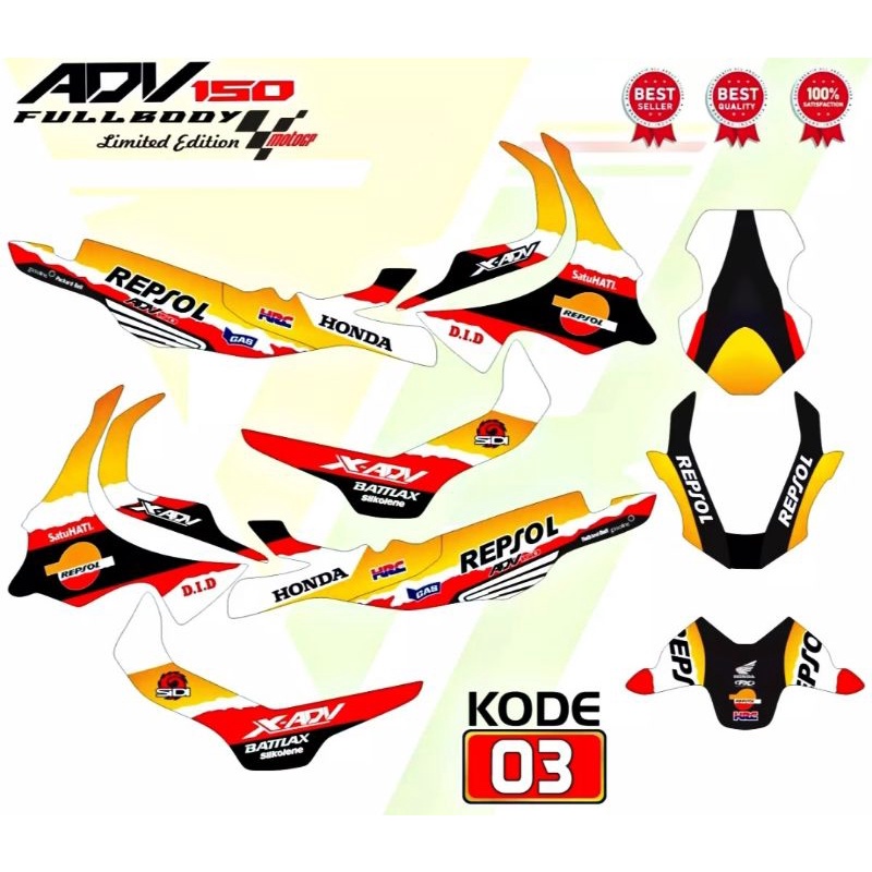 Jual Decal Sticker Striping Variasi Fullbody Honda ADV 150 | REPSOL ...