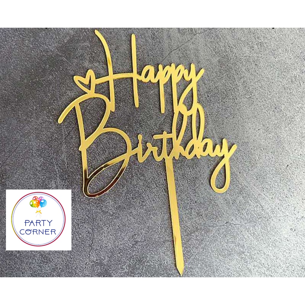 Jual Topper Cake HBD Latin Hati Gold | Shopee Indonesia