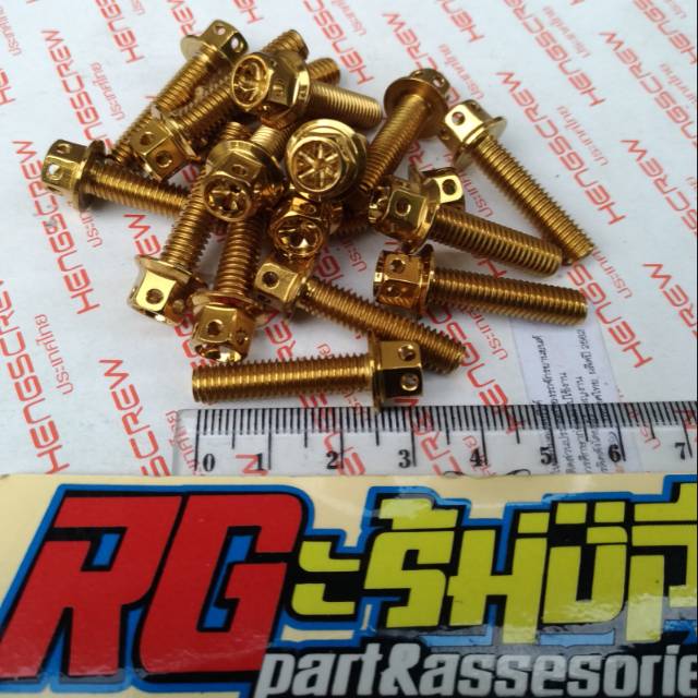 Jual Baut probolt gold flower M6x25 6x25 drat 10 panjang 25mm/2,5cm heng thailand harga satuan ...