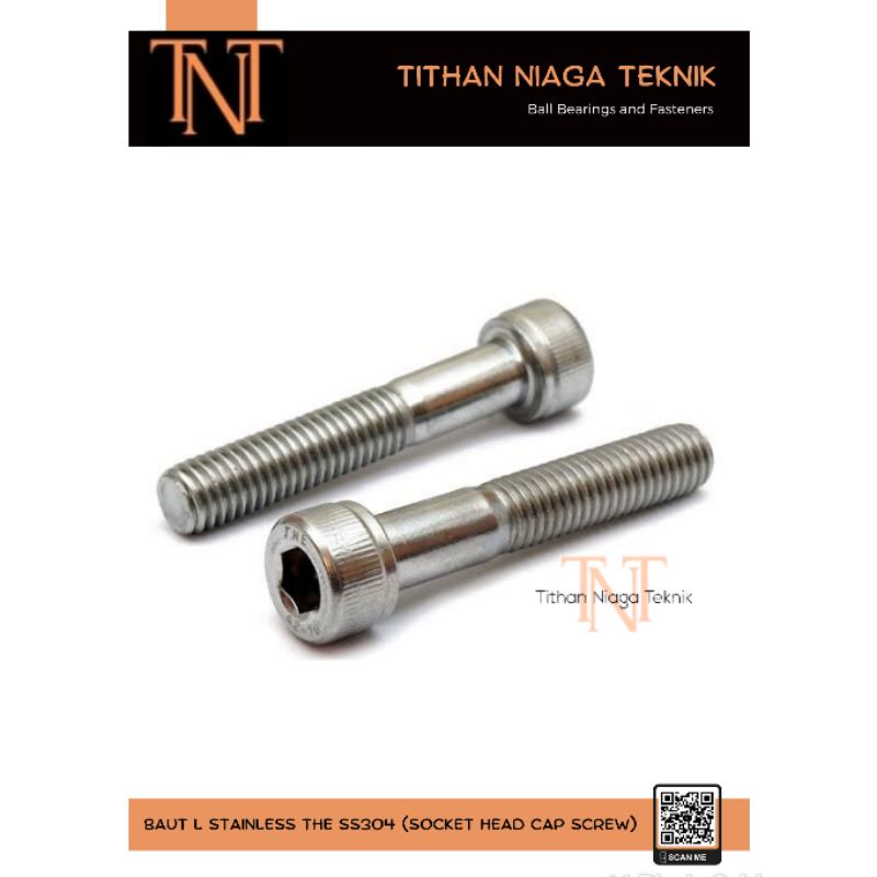 Jual M6x60 PITCH 1.0 ; BOLT L STAINLESS STEEL SUS304 SS304 / BAJA HITAM BLACK 12.9 ; SOCKET HEAD ...