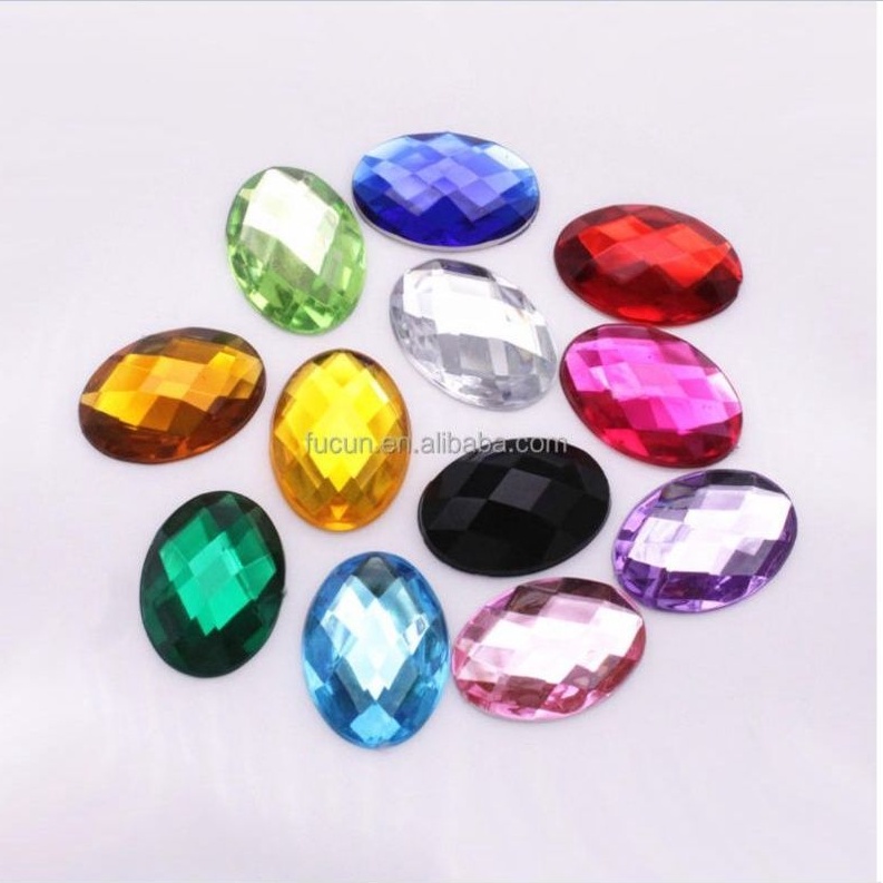 Jual 12 pcs Kristal Jahit OVAL Akrilik Acrylic Mote Manik Payet Permata ...