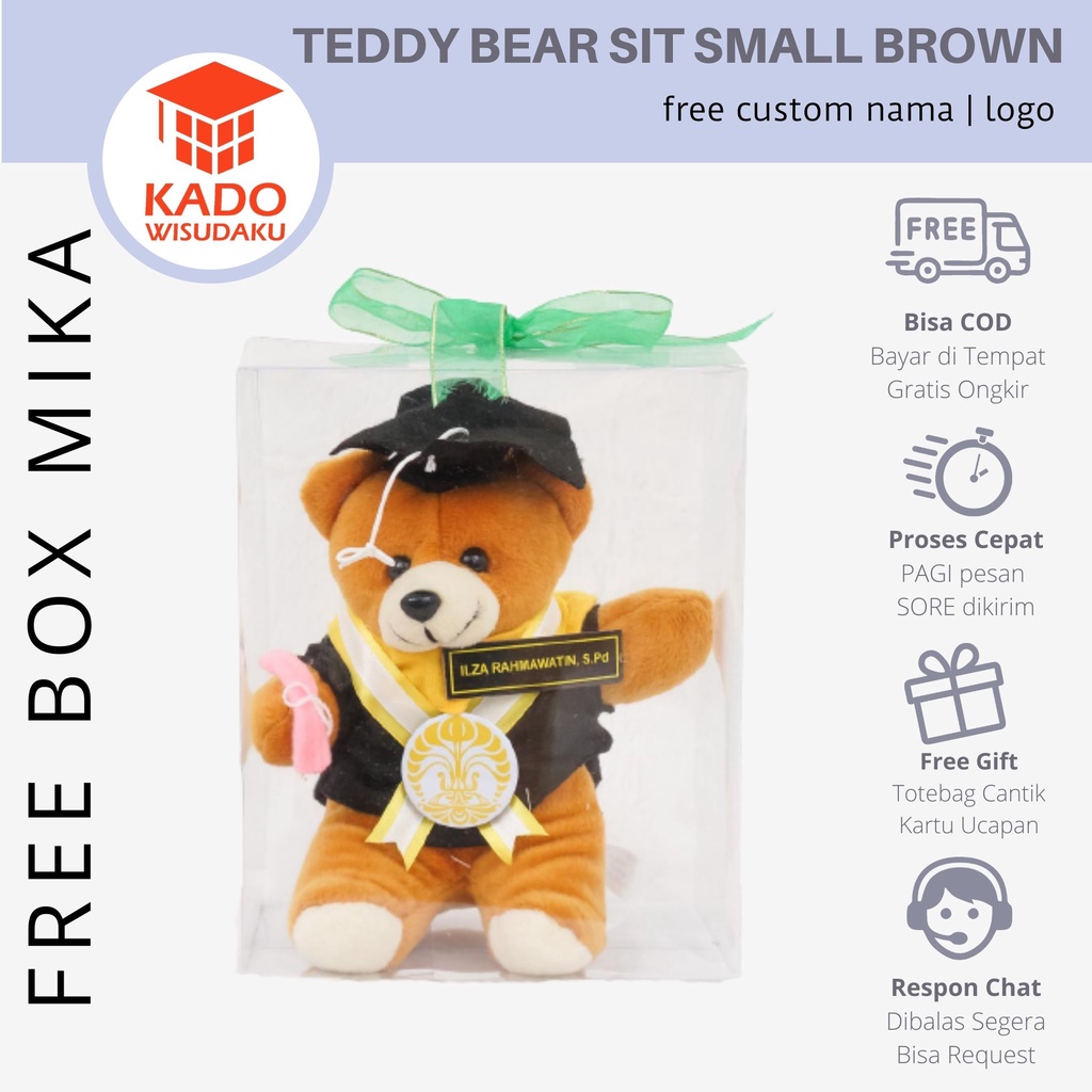 Jual Boneka Wisuda Teddy Bear SIT Small Brown Box Mika | Shopee Indonesia