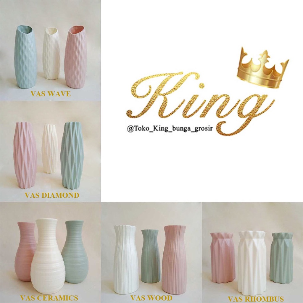 Jual Vas Bunga Plastik Motif Texture Wood Rhombus Diamond Wave Ceramics ...