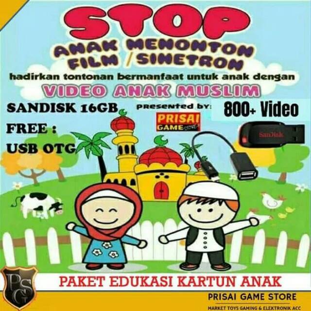 Jual Flashdisk 16GB isi Video Anak Muslim murotal belajar membaca mengaji sholat doa cerita anak ...