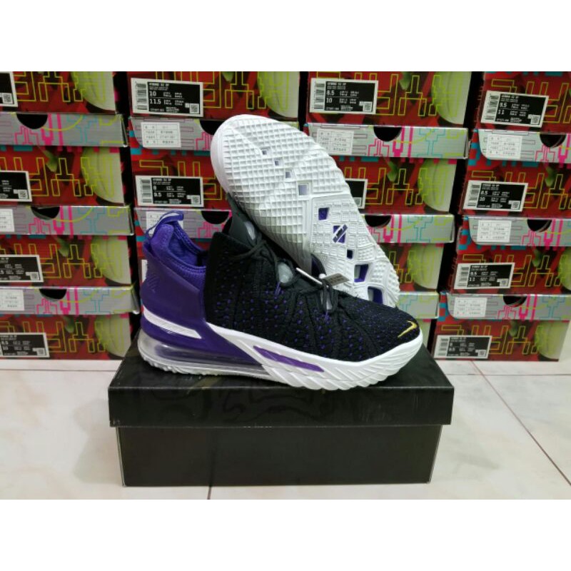 Jual SEPATU BASKET LEBRON 18 HIGH LAKERS BLACK PURPLE | Shopee Indonesia