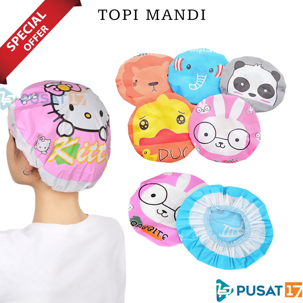 Jual PUSAT17 TOPI MANDI KARAKTER WATERPROOF / SHOWER CAP KARAKTER ...