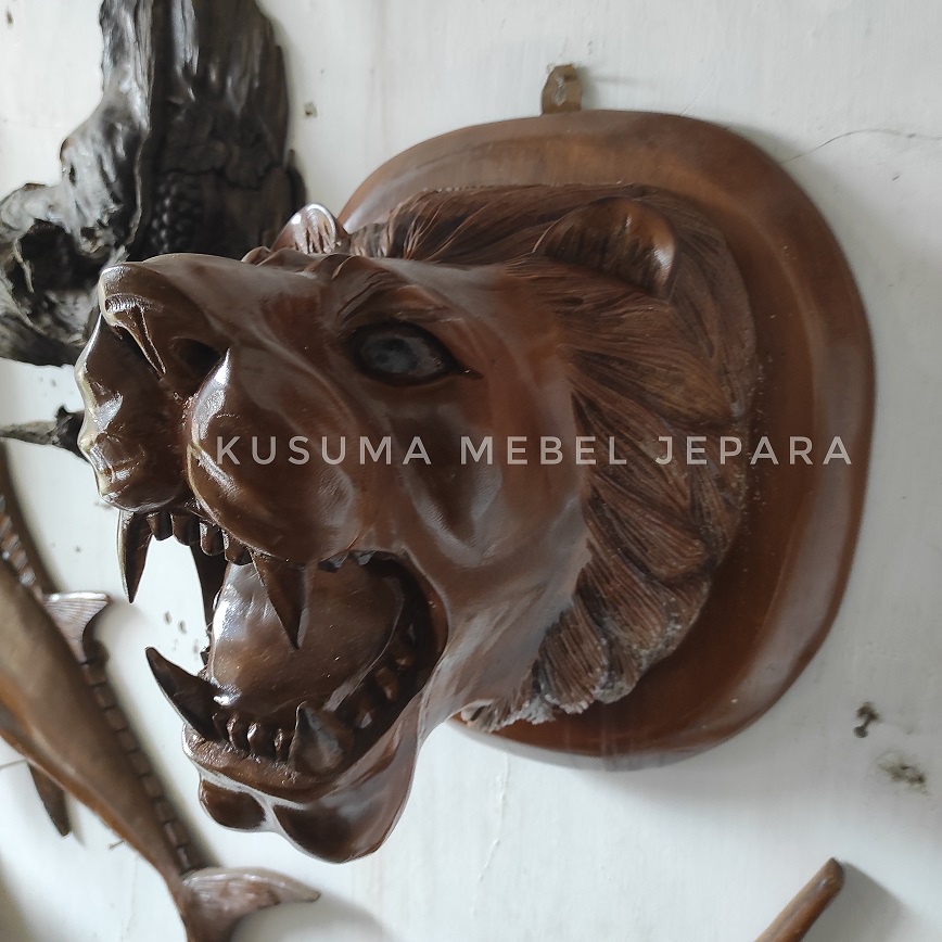 Jual Patung Kepala Singa Harimau Macan Kayu Trembesi Solid - Panjang ...